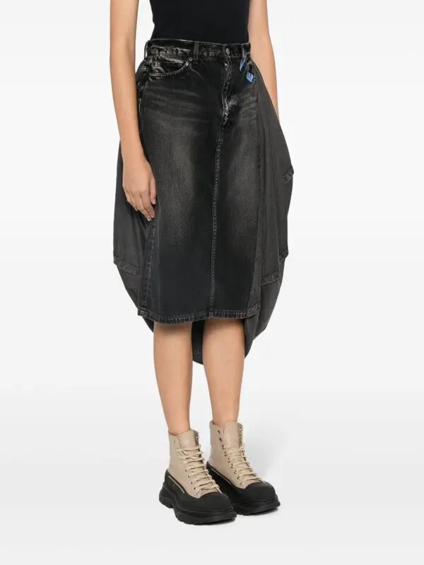 Mihara Yasuhiro Circle Washed Denim Skirt