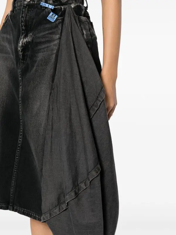 Mihara Yasuhiro Circle Washed Denim Skirt