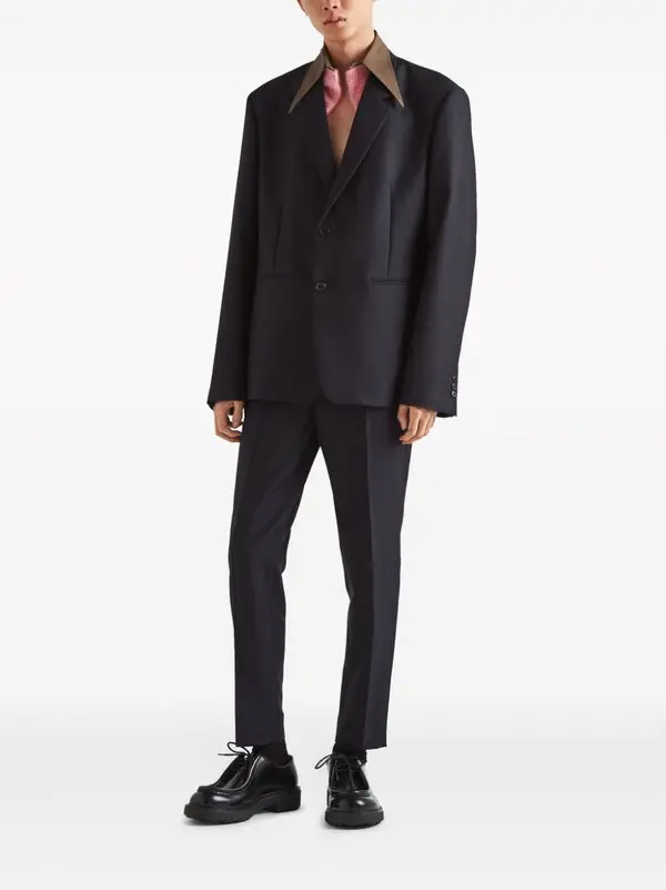 Prada Detachable-collar Wool Blazer - Blue