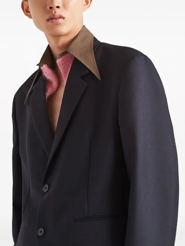 Prada Detachable-collar Wool Blazer - Blue