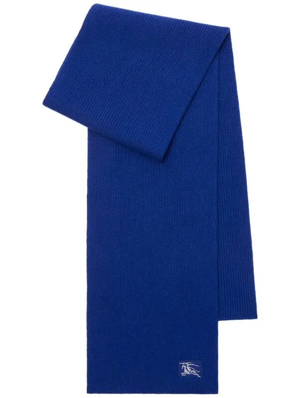 Burberry Ekd-embroidered Cashmere Scarf - Blue