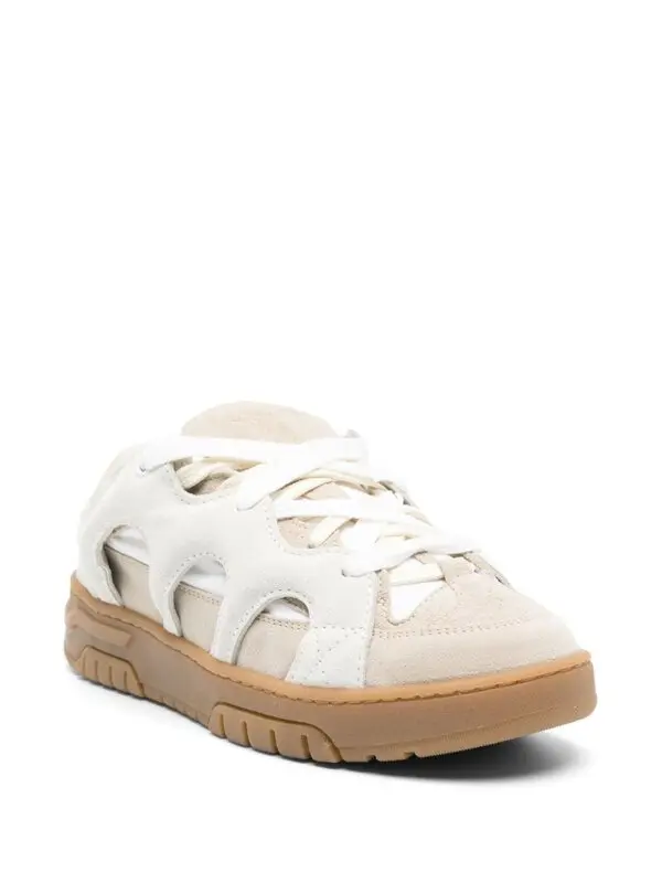 SANTHA Curb Panelled Leather Sneakers
