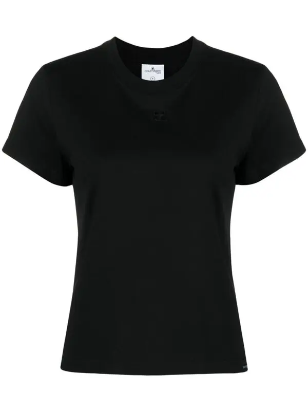 COURREGES Logo-embroidered T-shirt - Black