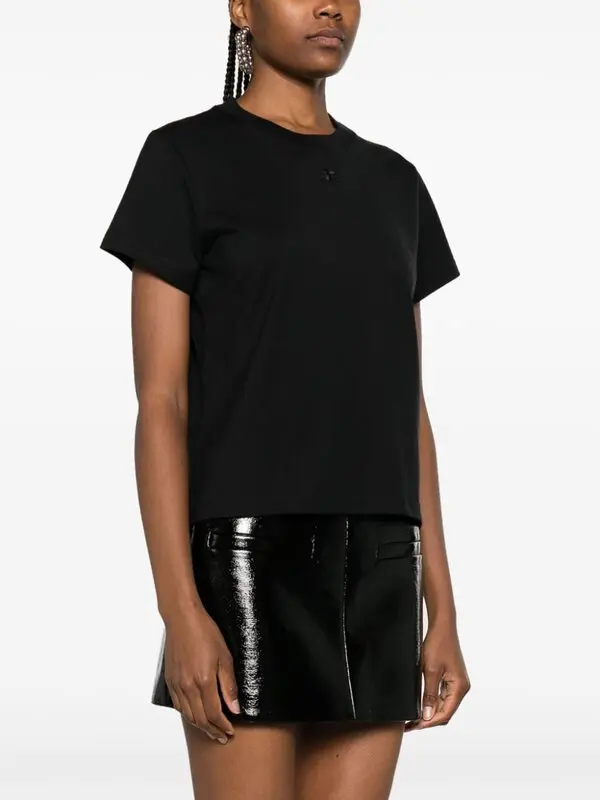 COURREGES Logo-embroidered T-shirt - Black
