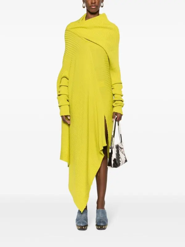 MARQUES' ALMEIDA Draped Merino Wool Midi Dress