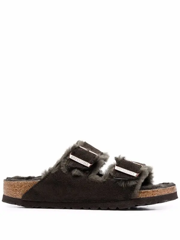 BIRKENSTOCK Shearling-lined Double-buckle Sandals - Green