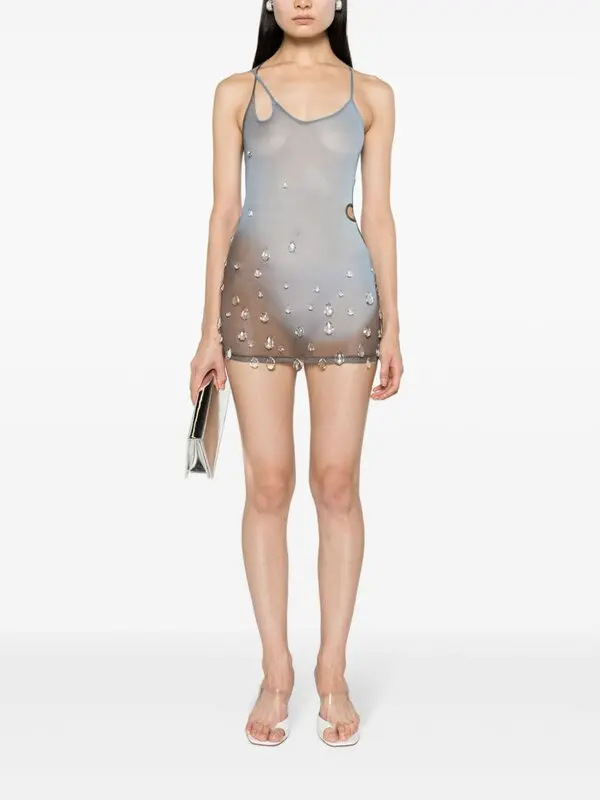 Gcds Sita Crystal-Drop Tulle Minidress In Blue - 40% Off | Editorialist