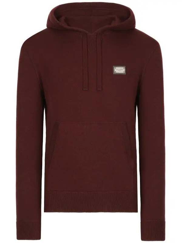 Dolce & Gabbana Logo-plaque Knitted Hoodie - Brown