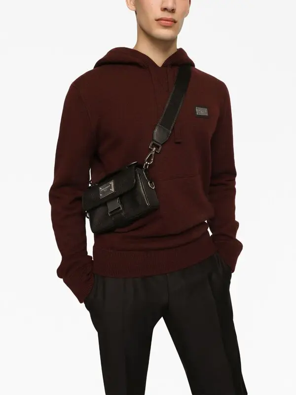 Dolce & Gabbana Logo-plaque Knitted Hoodie - Brown