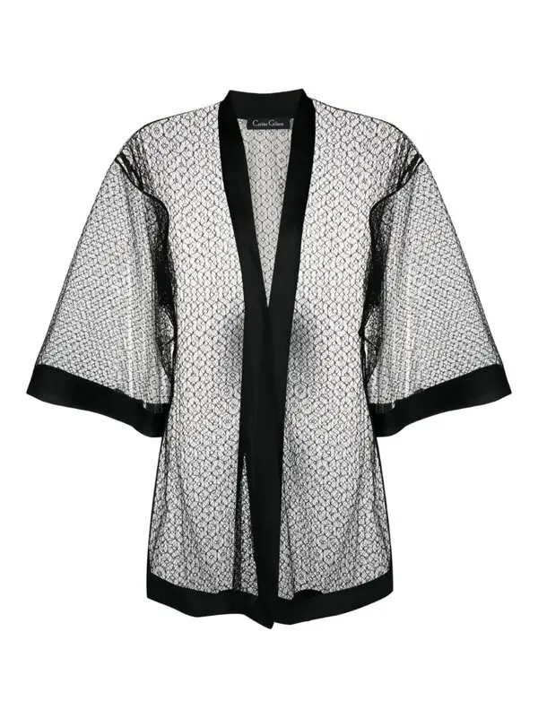 Carine Gilson Calais-caudry Lace Sheer Robe - Black