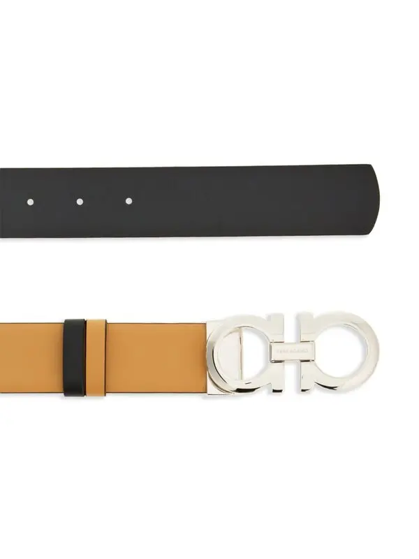 FERRAGAMO Gancini-buckle Reversible Leather Belt - Neutrals