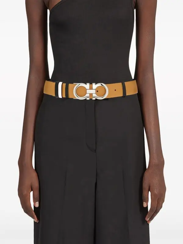 FERRAGAMO Gancini-buckle Reversible Leather Belt - Neutrals