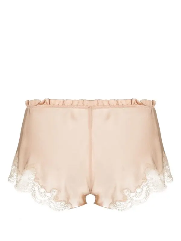 Carine Gilson Calais Caudry-lace Silk Shorts - Neutrals