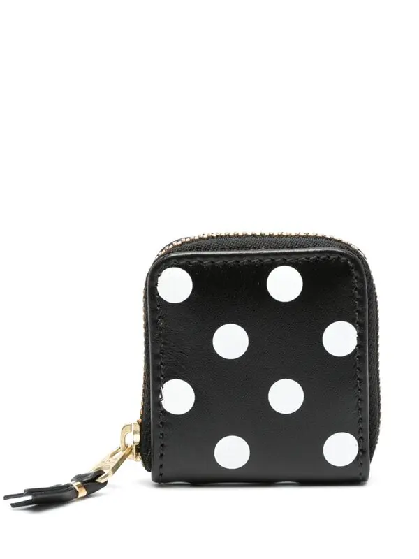 Comme Des Garçons Bold-dot Pattern Leather Wallet - Black