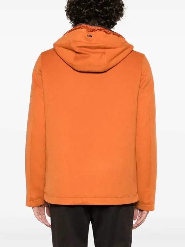 Herno Lightweight Cashmere Hooded Bomber Jacket - Orange