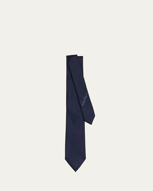 FERRAGAMO Solid Silk Neck Tie - New Black