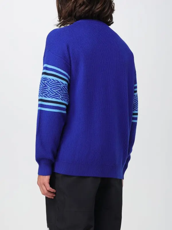 VERSACE ヴァイオレットブルーエンボスメデューサ刺繍ニット Versace Sweater In Tricot Wool With Medusa Jacquard In Blue - 22