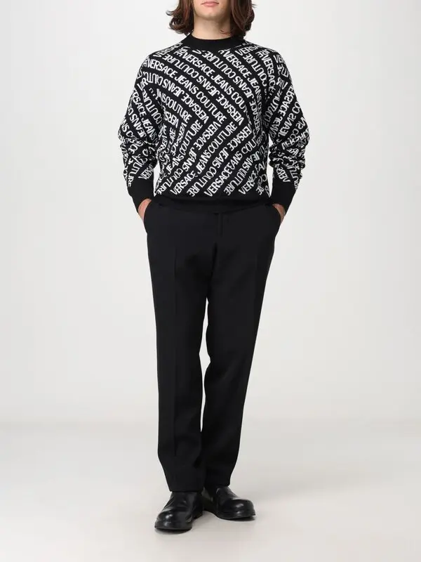 Versace Sweater With All-over Logo Print - Black