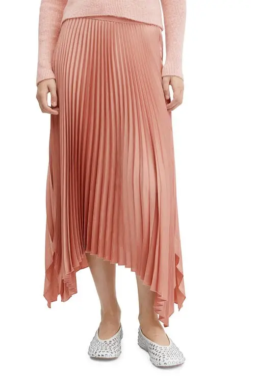 Mango Handkerchief Hem Pleated Skirt - Pastel Pink
