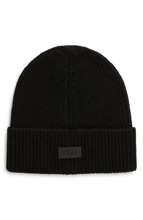 UGG Wide Cuff Rib Beanie - Black