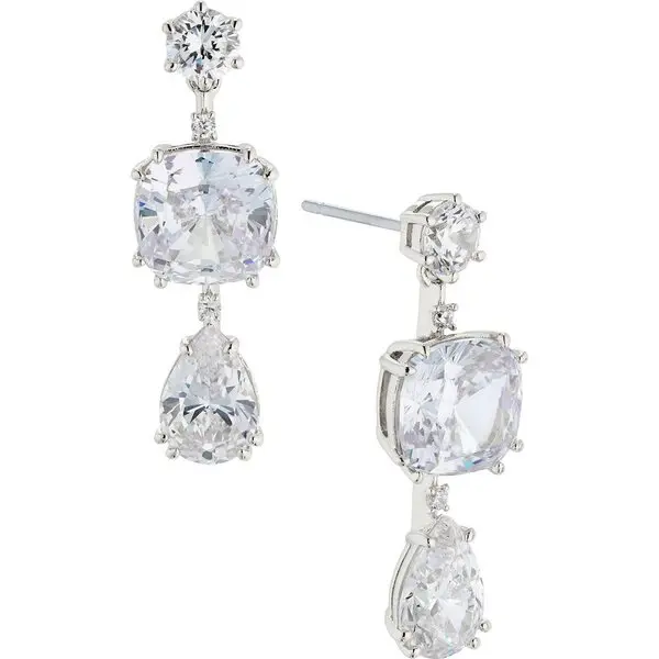 Nadri Evelyn Triple Drop Earrings - Rhodium