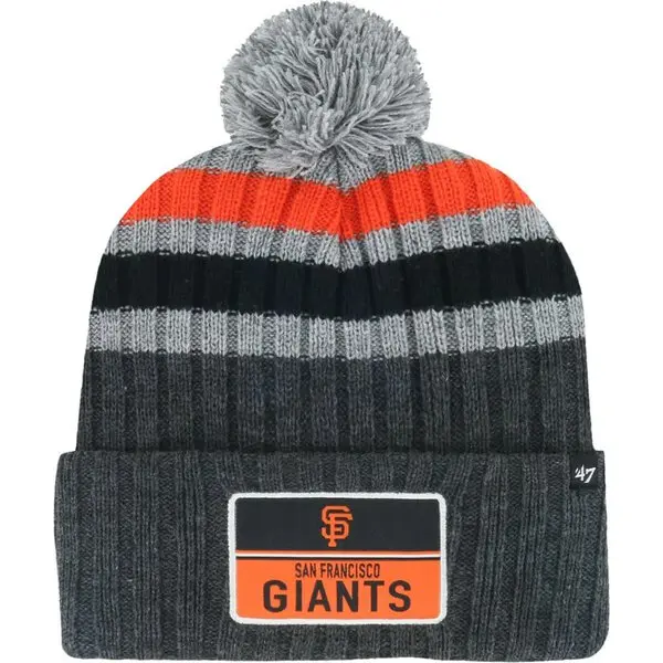 '47 San Francisco Giants Stack Cuffed Knit Hat With Pom - Gray