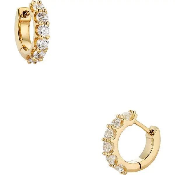 Nadri Cubic Zirconia Huggie Hoop Earrings - Gold
