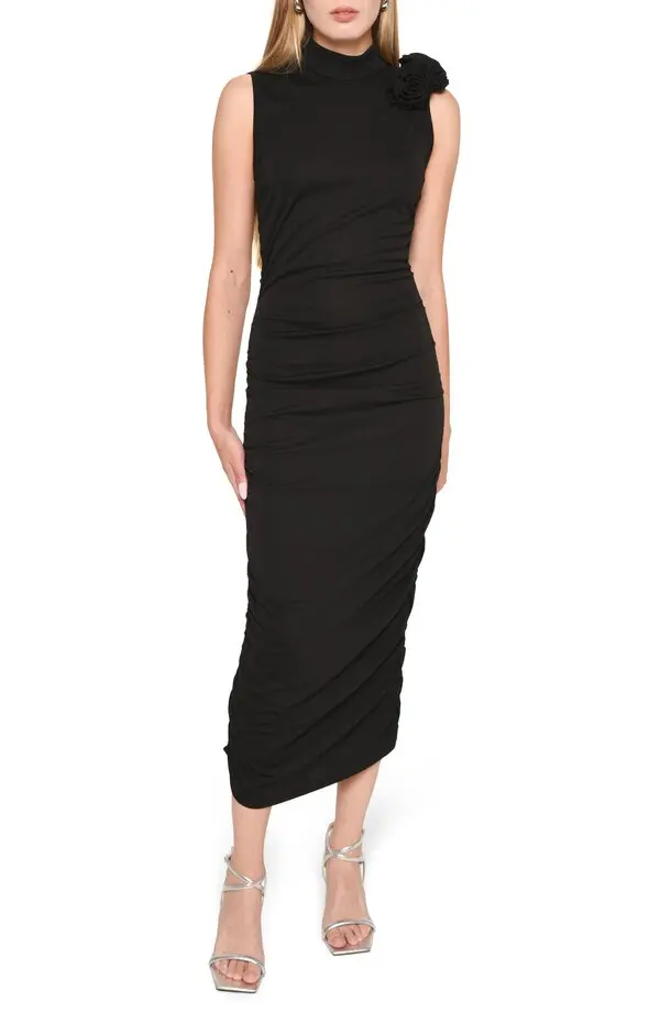 knee length dresses for ladies White Sleeveless Square Neck Lace Up Cut Out Ruched Midi Dress Medium