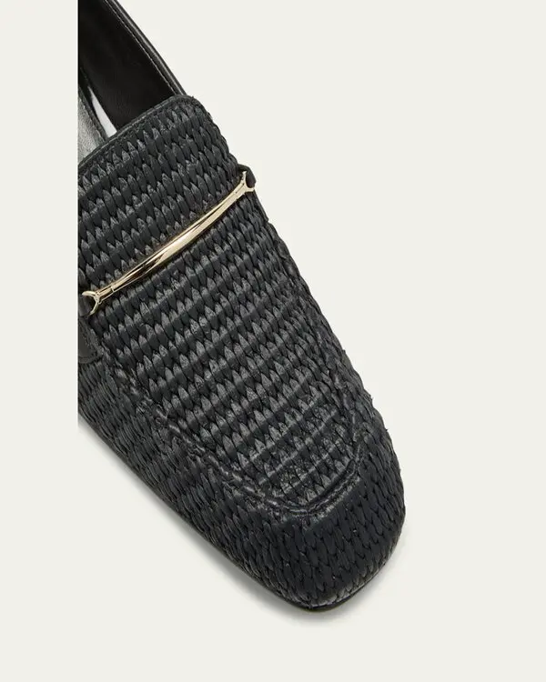Victoria Beckham Raffia Loafers With Metal-strap - Black