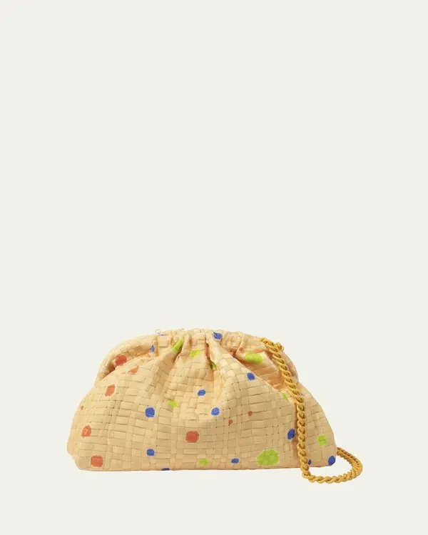 Maria La Rosa Polka Dot Woven Clutch Bag