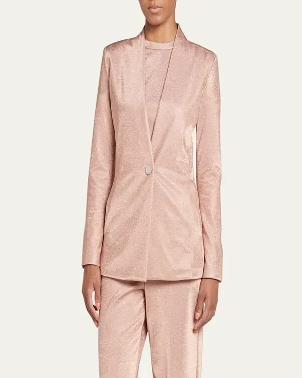 Giorgio Armani Metallic Bonded Jersey Blazer - Solid Light/pastel P