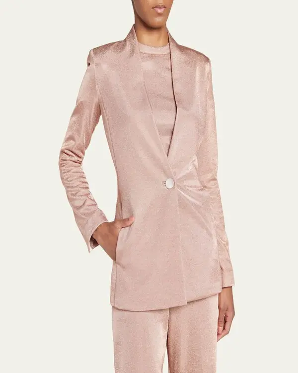 Giorgio Armani Metallic Bonded Jersey Blazer - Solid Light/pastel P