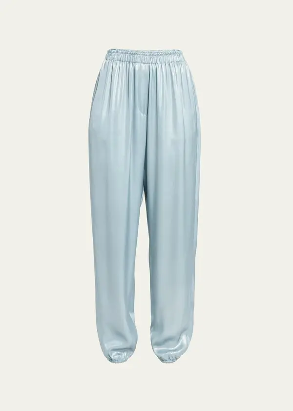 Giorgio Armani Laminated Viscose Satin Jogger Pants