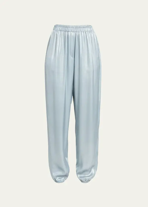 Giorgio Armani Laminated Viscose Satin Jogger Pants