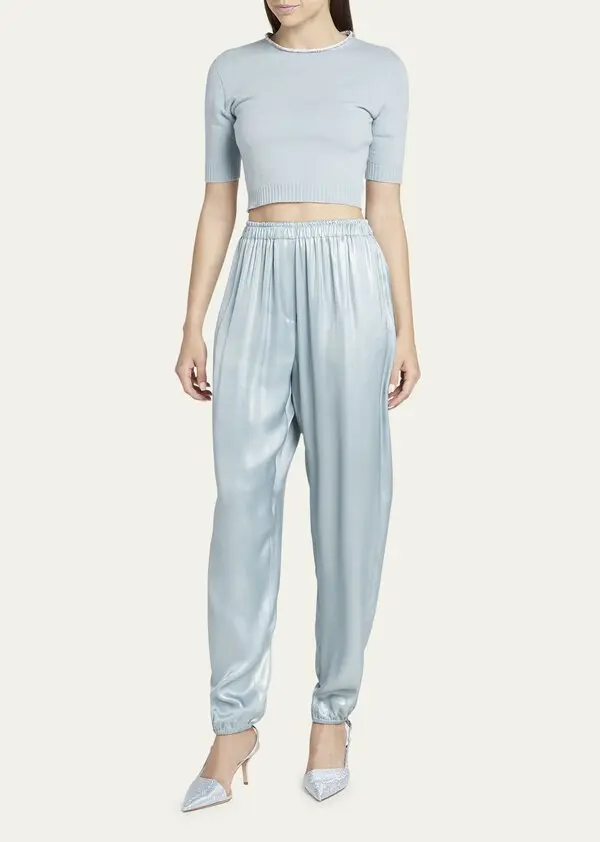 Giorgio Armani Laminated Viscose Satin Jogger Pants
