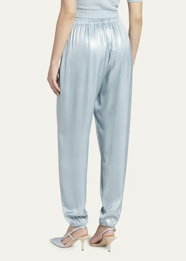 Giorgio Armani Laminated Viscose Satin Jogger Pants
