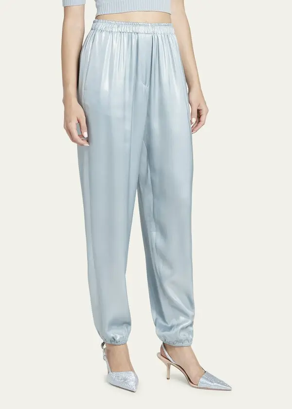 Giorgio Armani Laminated Viscose Satin Jogger Pants