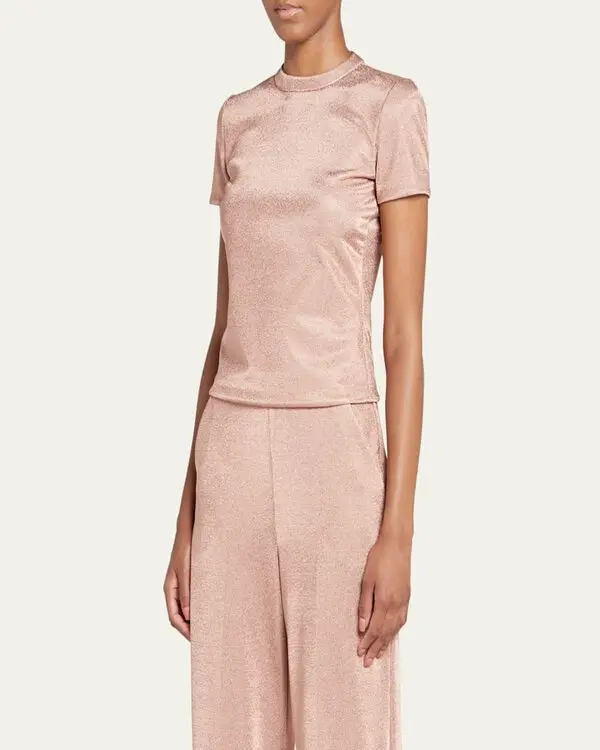 Giorgio Armani Metallic Bonded Jersey Tee - Solid Light/pastel P