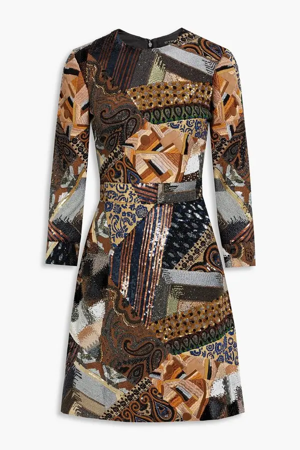 Etro Embellished Patchwork Wool Dress