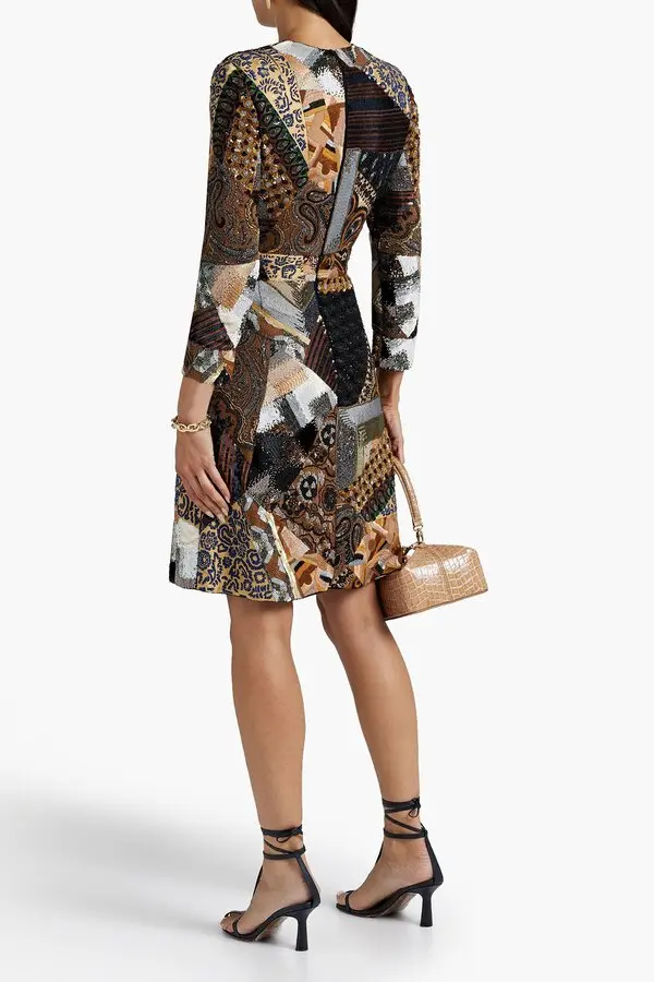 Etro Embellished Patchwork Wool Dress