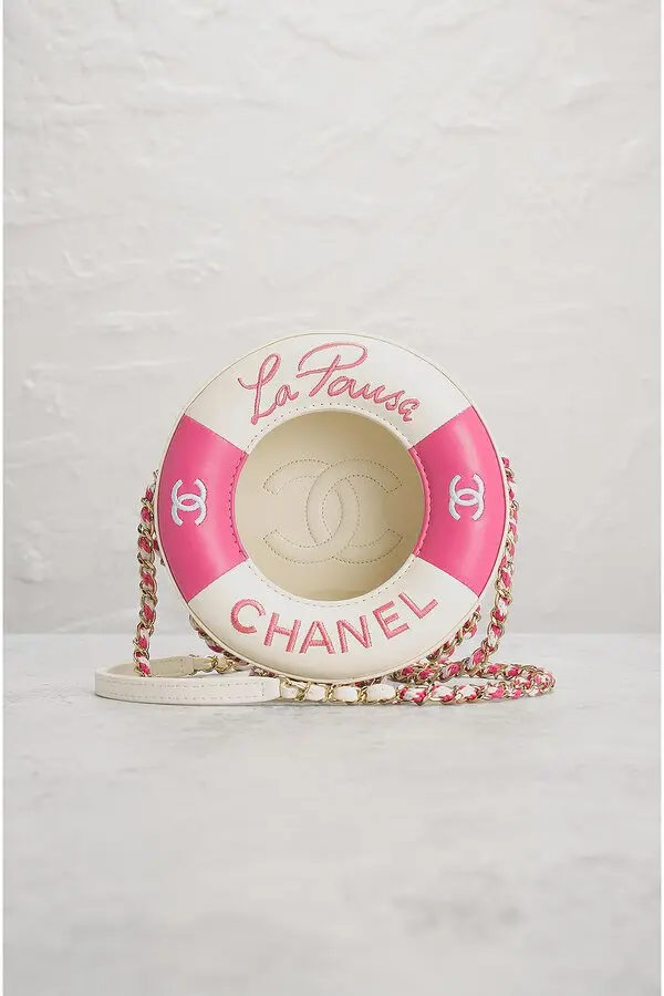 Chanel Cruise Line Float Chain Shoulder Bag In White