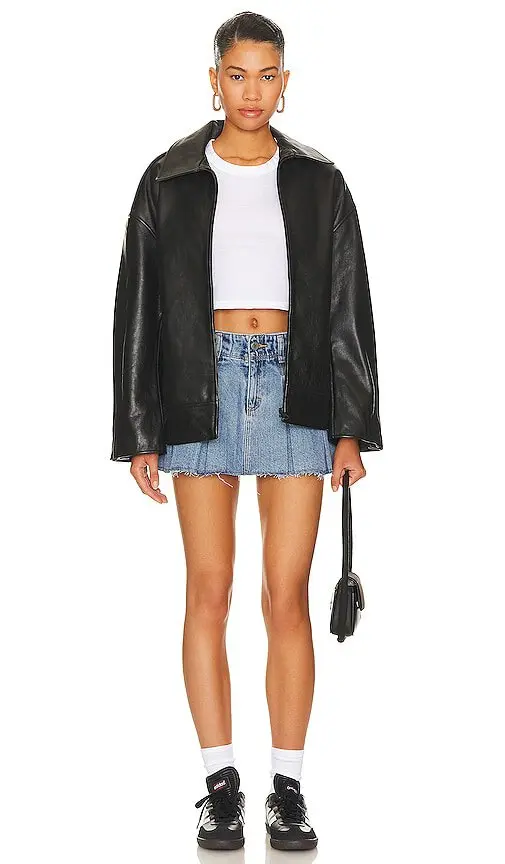 Abrand Denim Pleated Mini Skirt