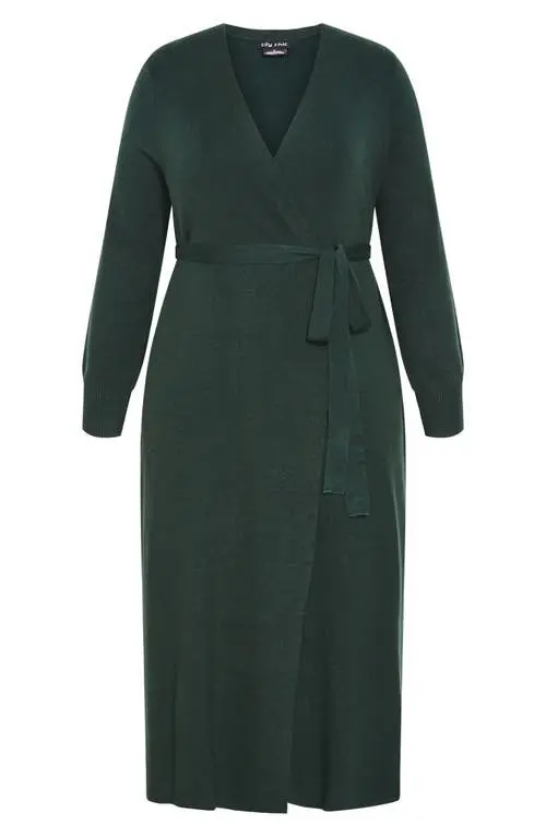 City Chic Tie Waist Longline Cardigan