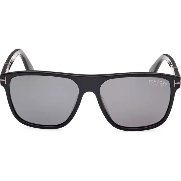 TOM FORD Frances 58mm Polarized Square Sunglasses - Shiny Black Grey/smoke