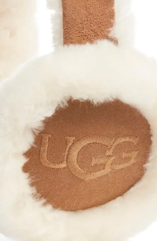 UGG Logo Embroidered Shearling Earmuffs - Chestnut