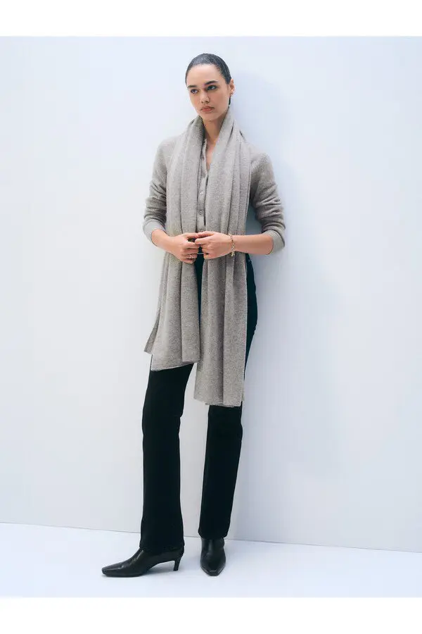 WHITE & WARREN Cashmere Travel Wrap | Heather - Grey
