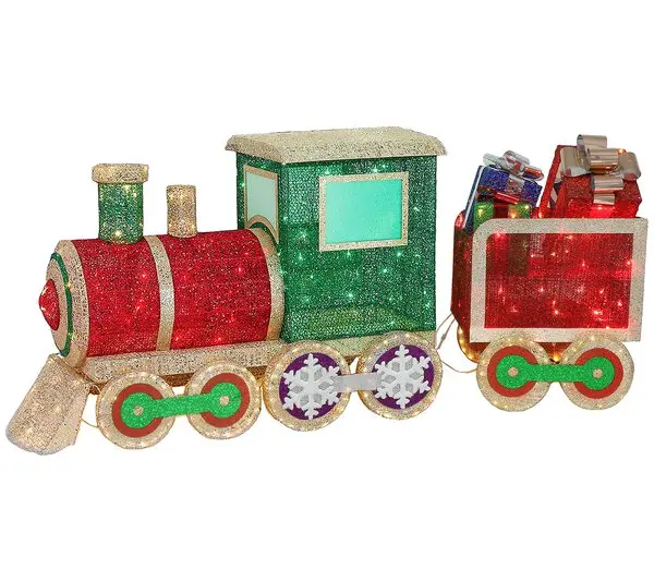 PULEO INTERNATIONAL Puleo 68' Pre-lit Outdoor Wire Frame Train 535 Ights - One-color