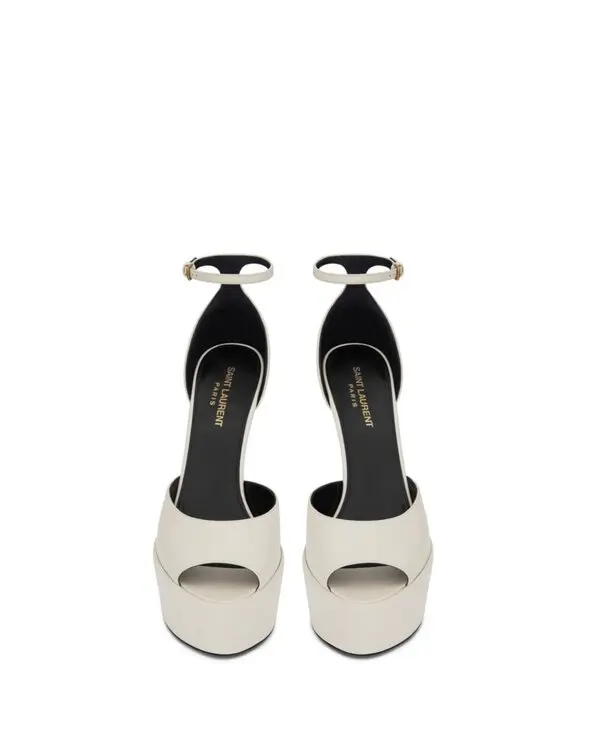 Saint Laurent Jodie Platform Sandals - Pearl Lambskin