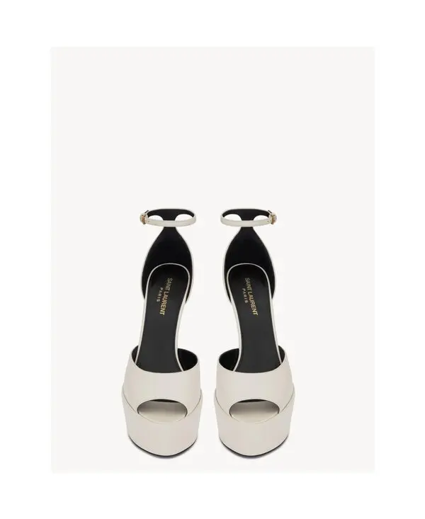 Saint Laurent Jodie Platform Sandals - Pearl Lambskin