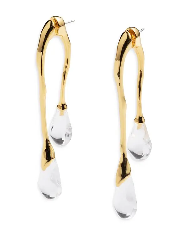 Alexis Bittar Lucite Double Drop Earrings - Gold/clear